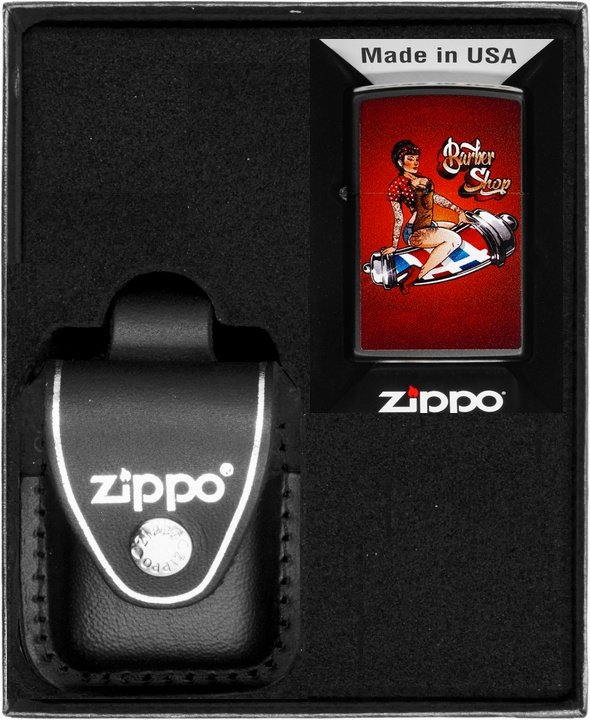 Zestaw ZIPPO Zapalniczka BARBER SHOP PIN-UP DESIGN Prezentowy No3 ...