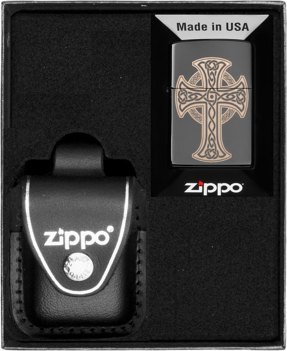 Zestaw ZIPPO Zapalniczka CELTIC CROSS DESIGN Prezentowy No3 - Inna ...