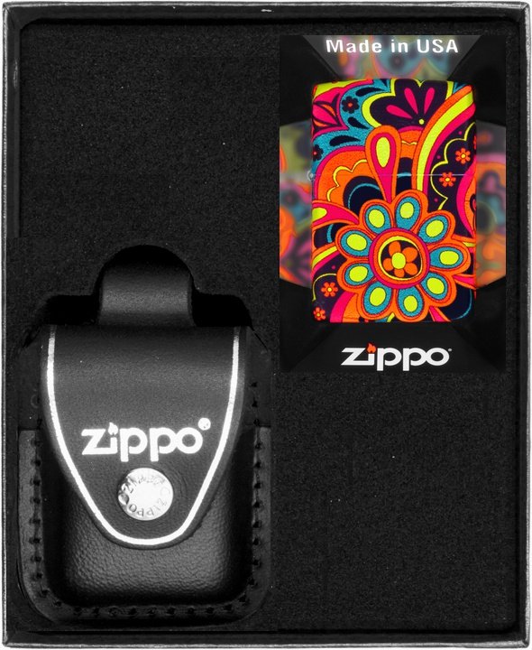 Zestaw ZIPPO Zapalniczka FLOWER POWER DESIGN Prezentowy No3 - Zippo ...