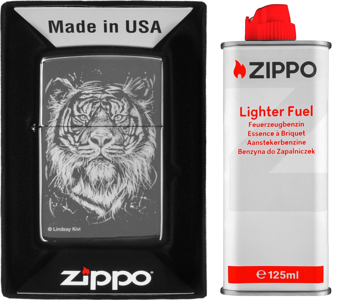 Zestaw ZIPPO Zapalniczka LINDSAY KIVI +BENZYNA 125ml - Inna marka ...