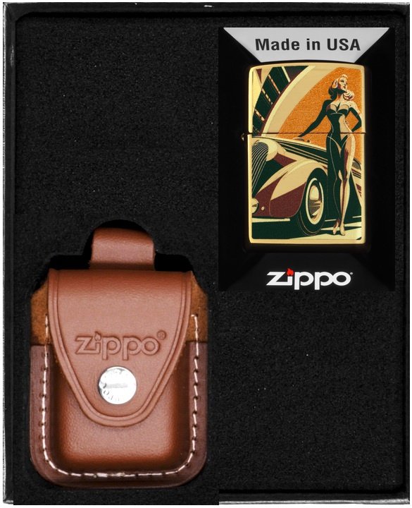 Zestaw ZIPPO Zapalniczka VINTAGE CAR AND WOMEN DESIGN Prezentowy No4 ...