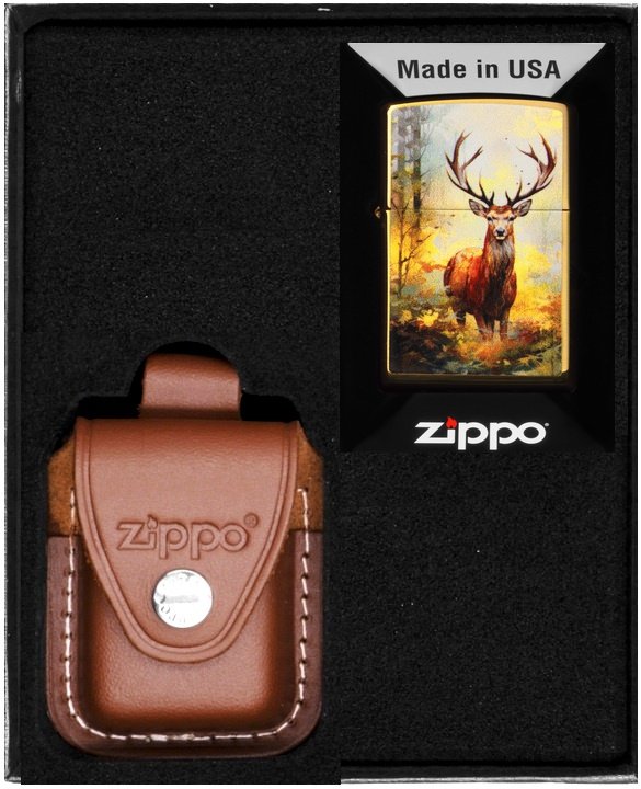 Zestaw ZIPPO Zapalniczka WATERCOLOR DEER DESIGN Prezentowy No4 - Zippo ...
