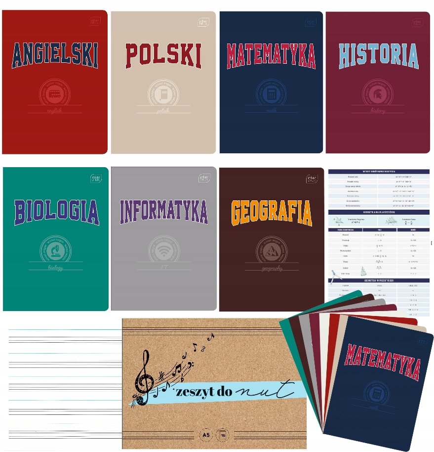 Zeszyty tematyczne A5/60k INTERDRUK 8 szt ściąga w środku - Interdruk ...