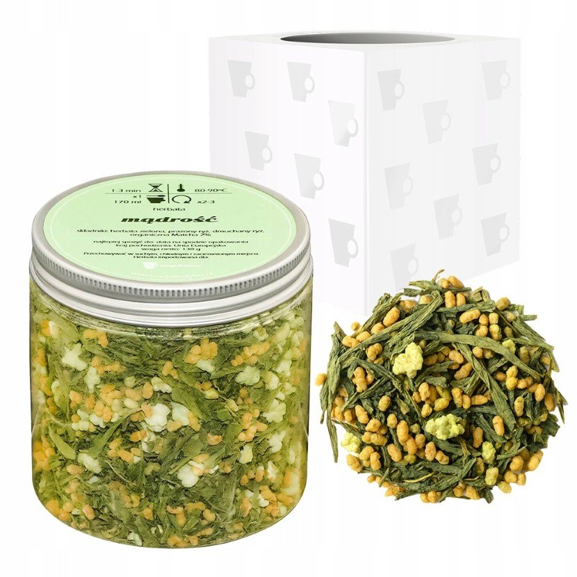 Zielona herbata MĄDROŚĆ matcha prażony ryż 130g - sypana liściasta ...