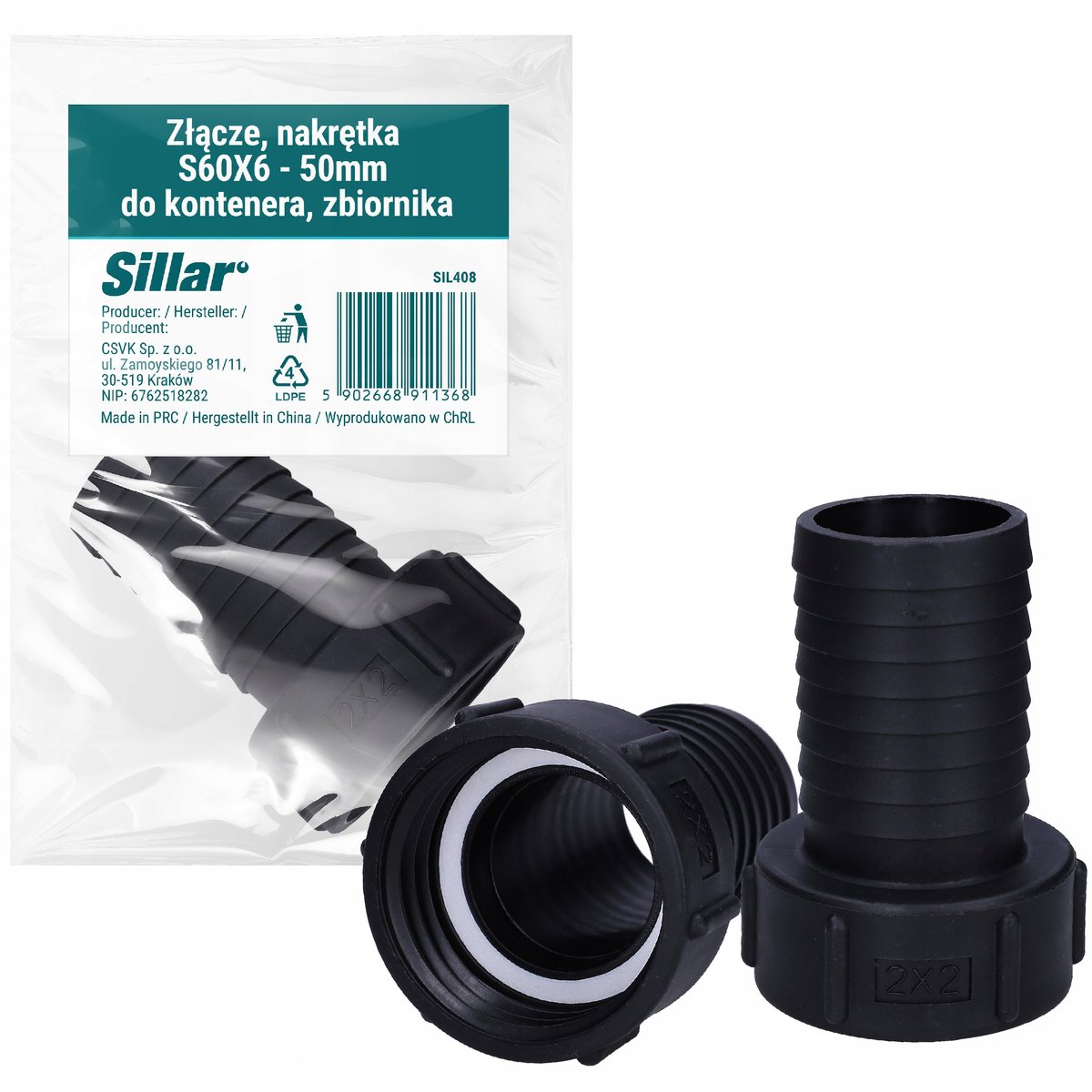 Złącze nakrętka S60X6 do zbiornika kontenera IBC mauzera zawór na wąż 50mm - Sillar | Sklep ...