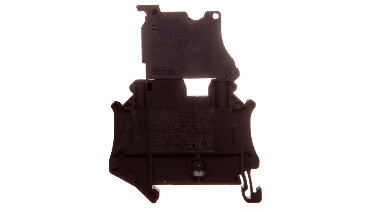 Złączka szynowa z bezpiecznikiem 5x20 2-przewodowa 0,14-6mm2 czarna UT ...