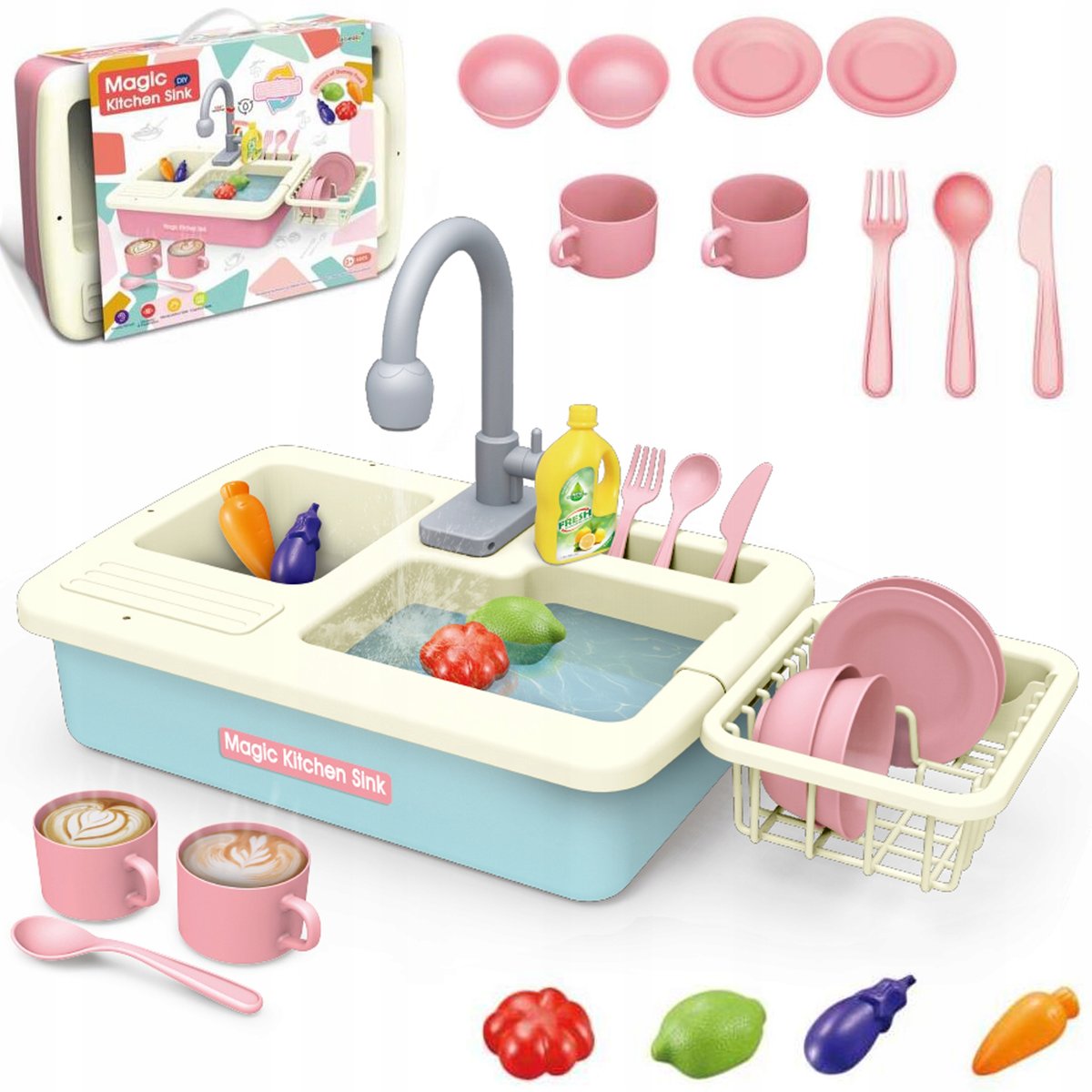 Zlewozmywak Zabawkowy dla dzieci Elektryczny zlew z obiegiem wody MATAD ...