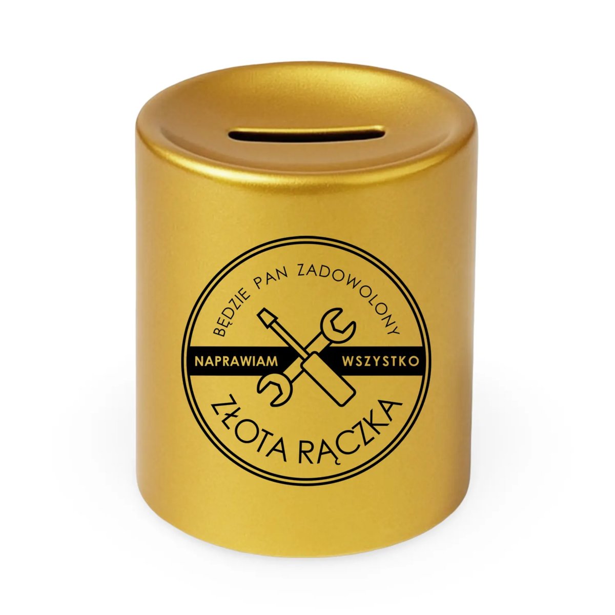 Złota rączka - będzie pan zadowolony - złota skarbonka z nadrukiem ...