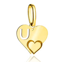 Złota Zawieszka Do Łańcuszka Litera U W Sercu - 24 Karaty | Moda Sklep EMPIK.COM