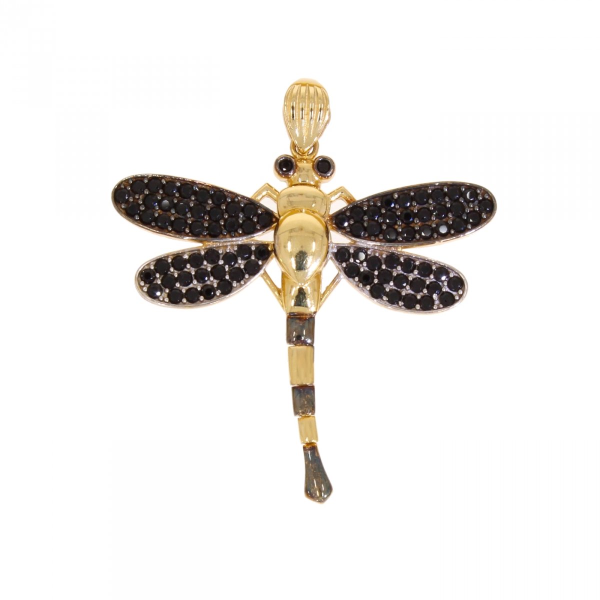 złota zawieszka ważka z czarnymi cyrkoniami za.02003 pr.585 - Caspol ...