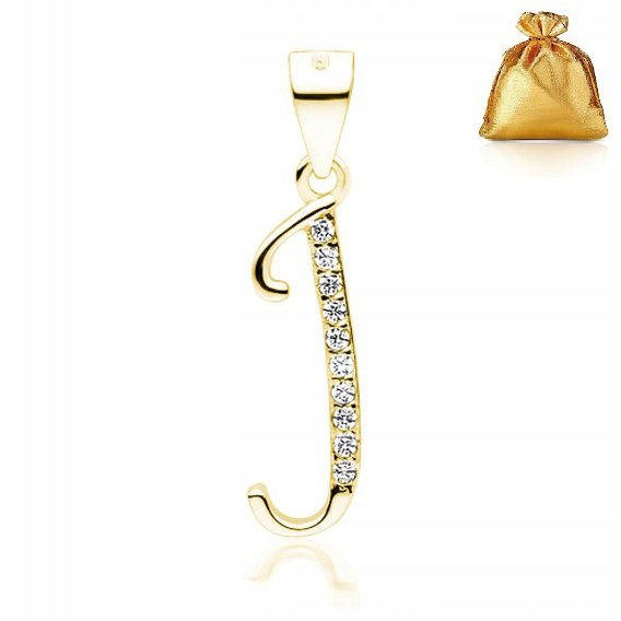Złota Zawieszka Wisiorek Literka J Pozłacana Srebro Próby 925/585 Prezent - Golden Celebrity ...
