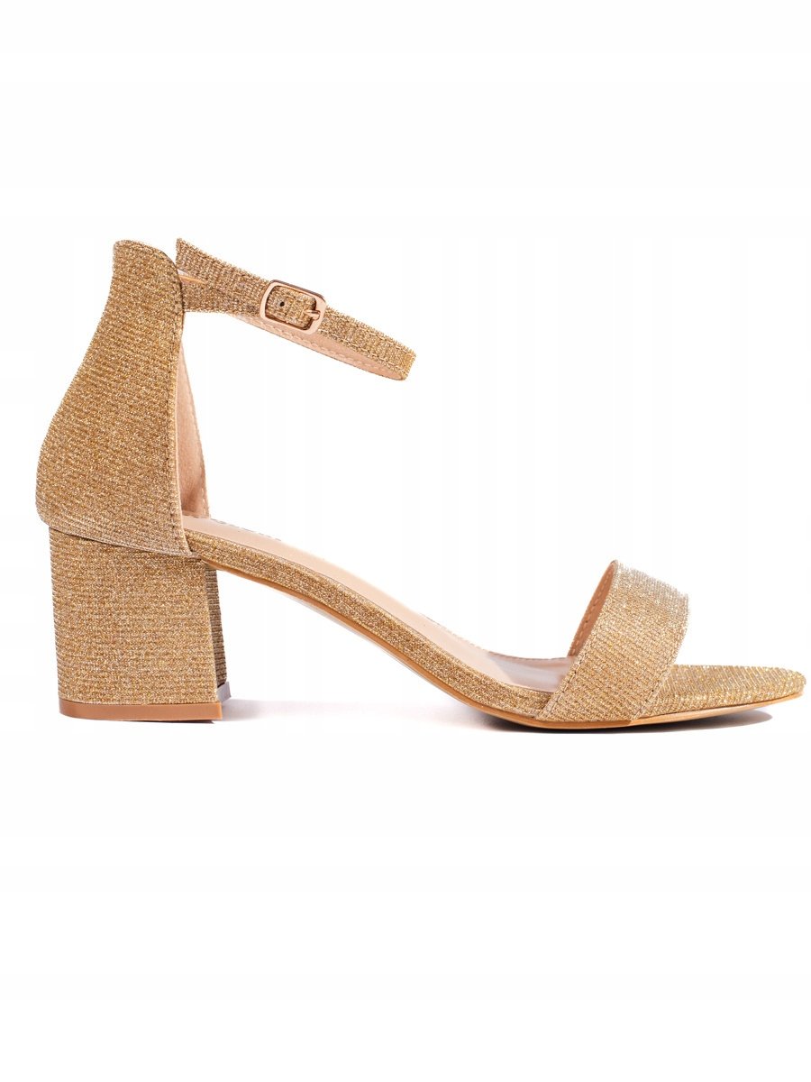 Złote sandały na obcasie z brokatem 37 - bez marki | Sport Sklep EMPIK.COM