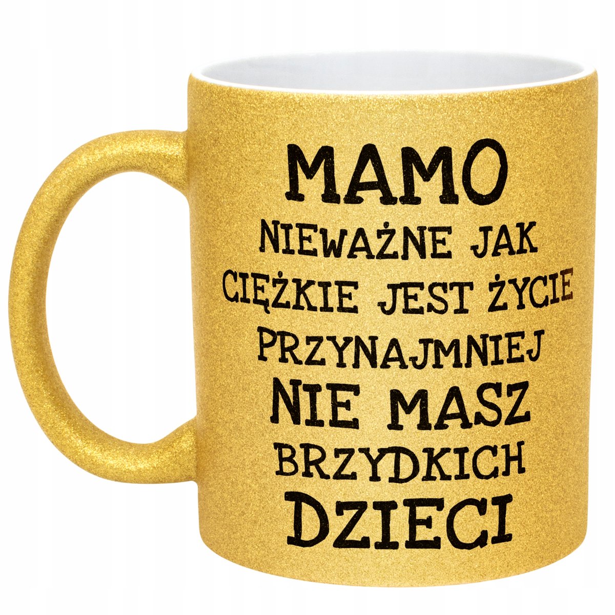 Złoty kubek brokatowy Dzień Matki Mamo Nieważne Jak Prezent Dla Mamy - Bullz | Sklep EMPIK.COM