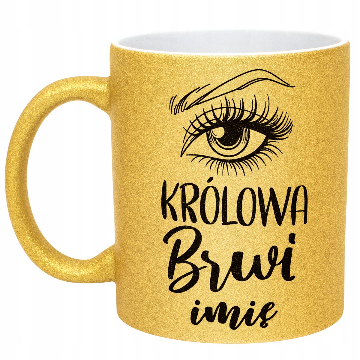 Złoty kubek brokatowy Personalizowany Królowa Brwi Dla Stylistki Prezent - Bullz | Sklep EMPIK.COM