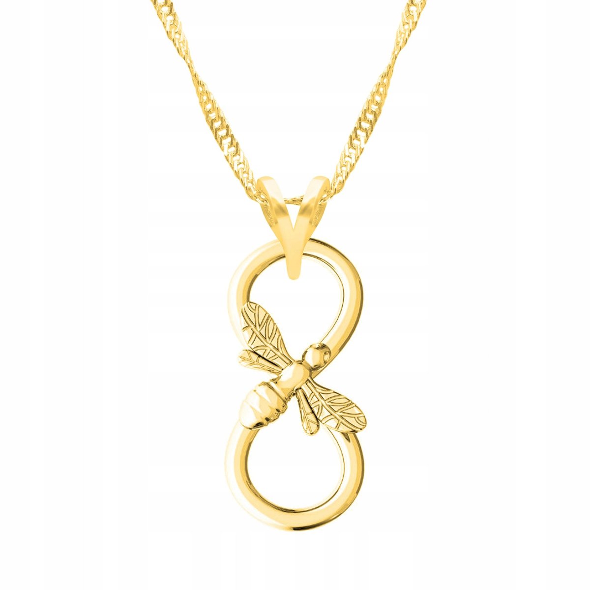 Złoty Naszyjnik Nieskończoność Infinity Love Symbol Miłości SREBRO 925 ...