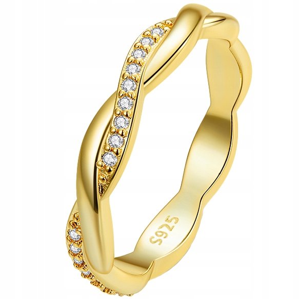 Złoty PIERŚCIONEK przeplatany srebro S925 roz. 15 PS026 - WatchMe | Moda Sklep EMPIK.COM