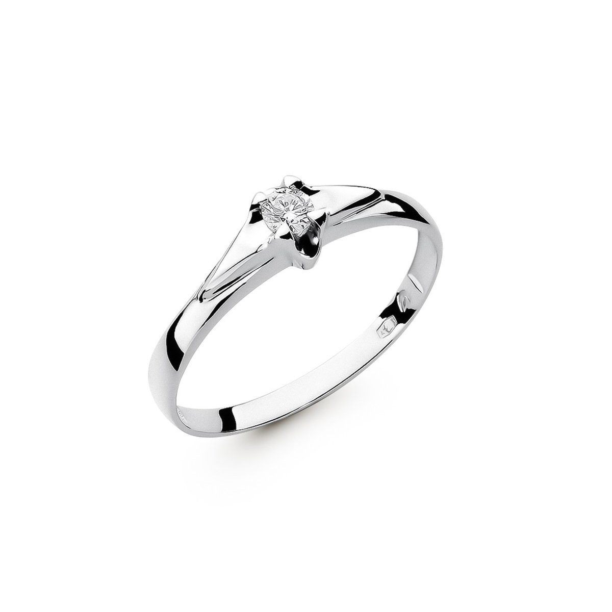 Złoty pierścionek zaręczynowy gwiazda brylant - Klasyka - GIORRE | Moda ...