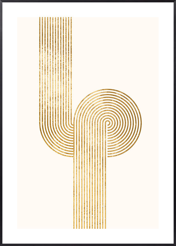 Złoty Plakat Abstrakcja Linie - 70x100 cm - Posteracademy | Sklep EMPIK.COM