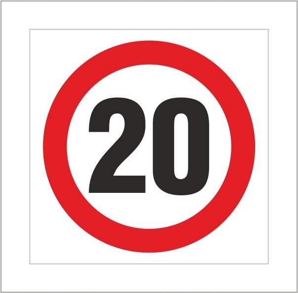 Znak drogowy OGRANICZENIE PRĘDKOŚCI DO 20 km/h, grube PCV3, format ...