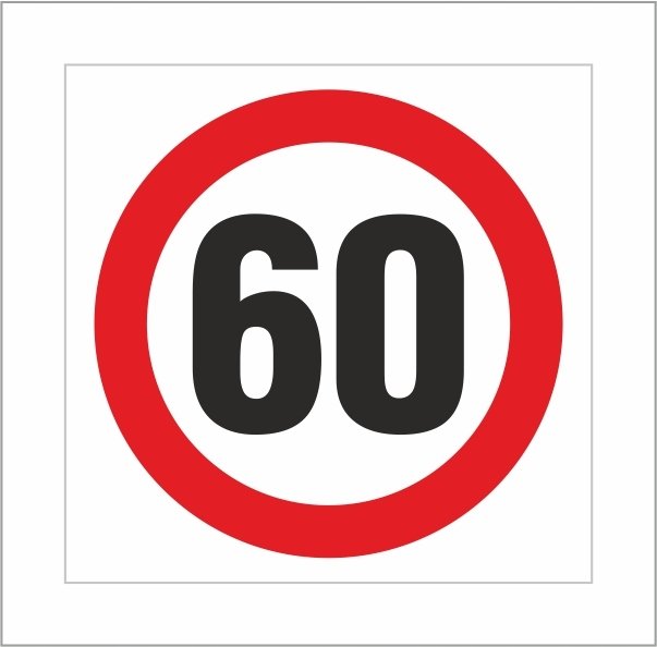 Znak drogowy OGRANICZENIE PRĘDKOŚCI DO 60 km/h, grube PCV3, format ...