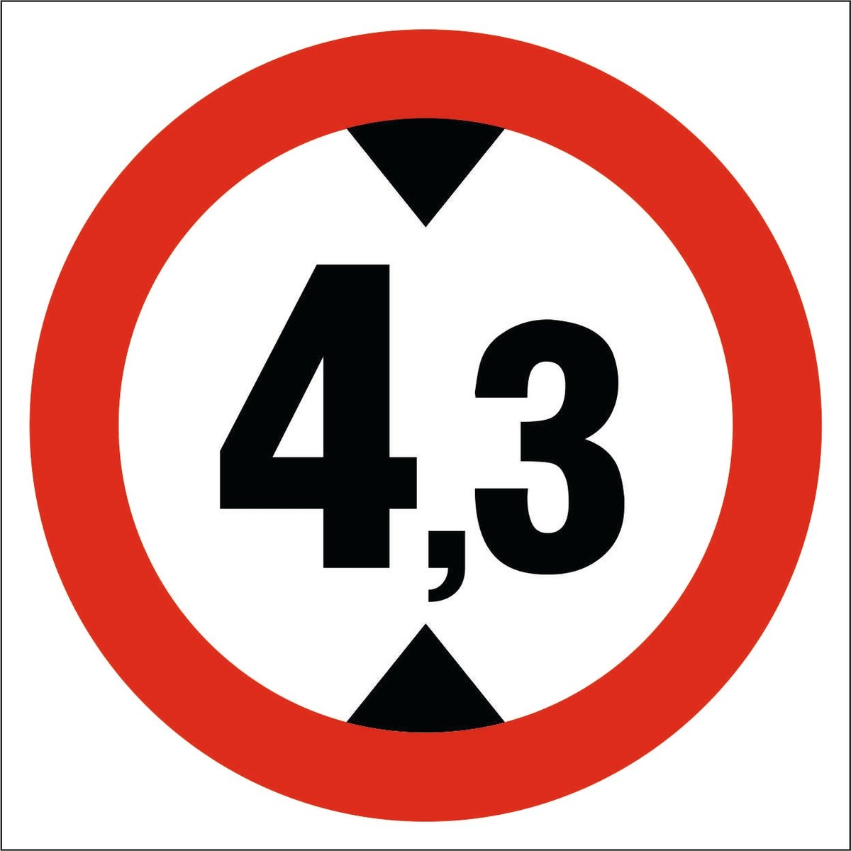 Znak drogowy ZAKAZ WJAZDU POJAZDÓW O WYS. 4,3 grube PCV3, format 30x30cm - Portwest | Sklep ...