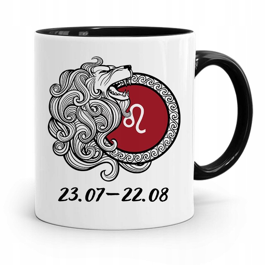 ZNAKI ZODIAKU ZODIAKARA KUBEK CZARNY LEW z Nadrukiem ze Zdjęciem ...