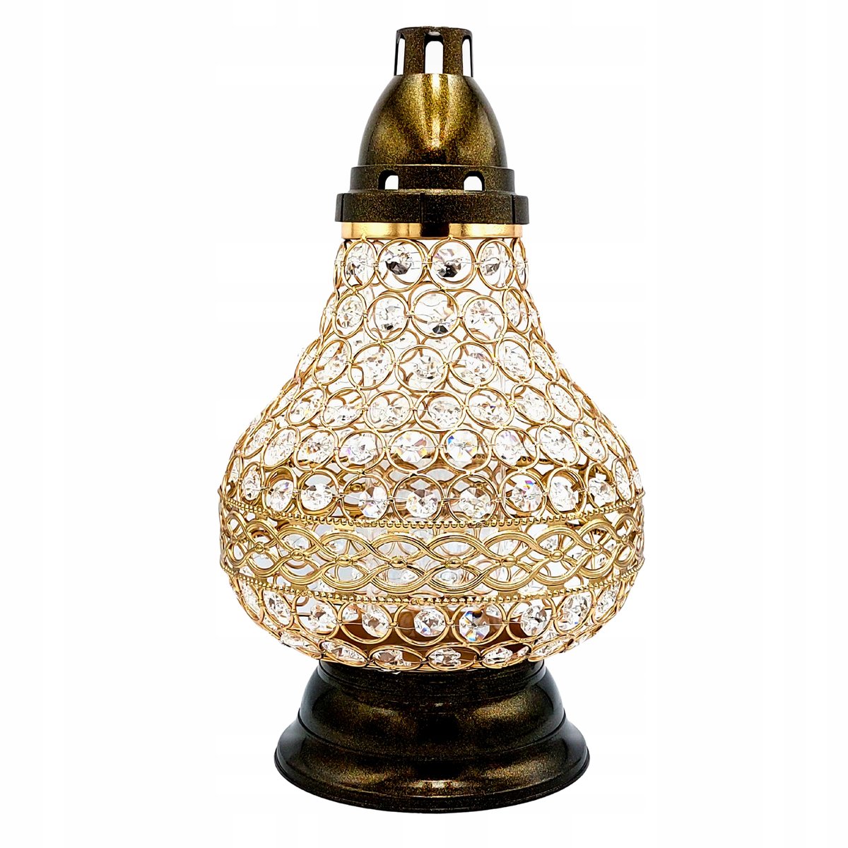 Znicz na Grób Premium Złoty Nowoczesny Lampion ze Szkiełek Karafa ...