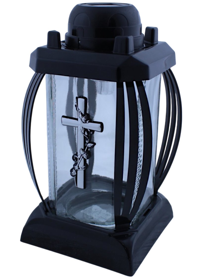 Znicz Solarny Na Grób Szklany Cmentarz LED Czarny 24 x 13 cm SOLAR-PRIMA-1 - Inna marka | Sklep ...