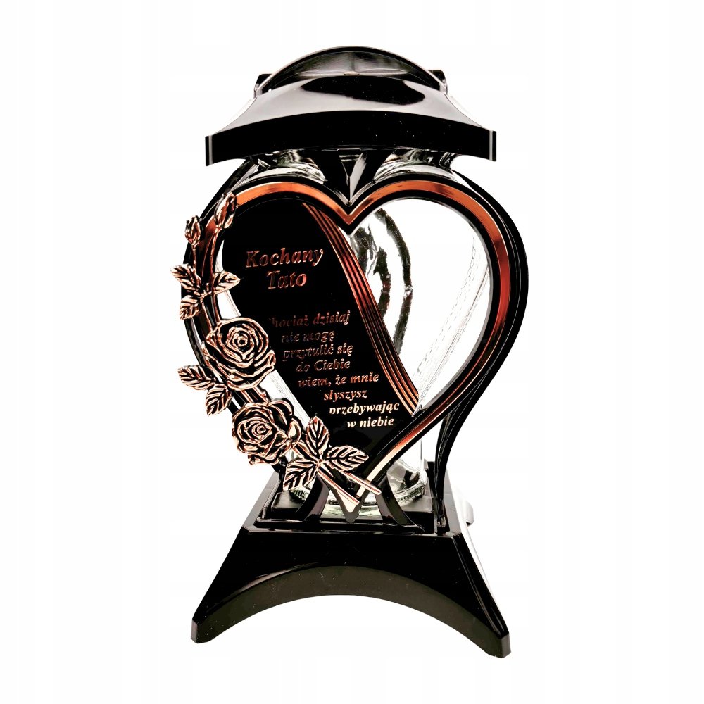 Znicz Szklany muszlo cebula Czarny Złoty Kochanemu Tacie 34cm z ...