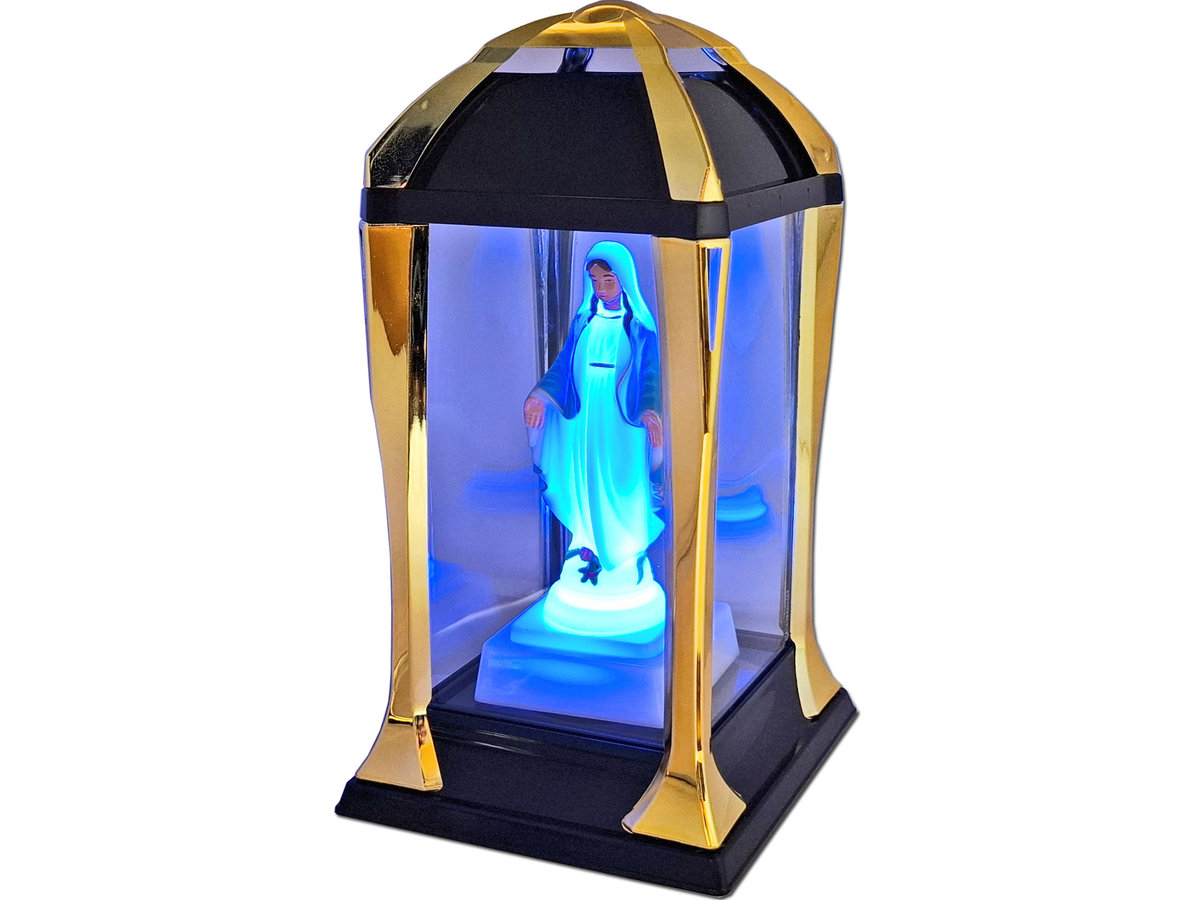 ZNICZ ZNICZE LAMPION LATARNIA NA GRÓB KPL ZŁOTO+FIGURKA LED - ILUMINI ...