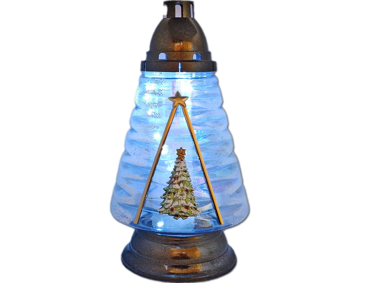 ZNICZ ZNICZE LAMPION NA GRÓB CHOINKA SZKLANA FNTZ BIAŁA +LAMPKI LED ...