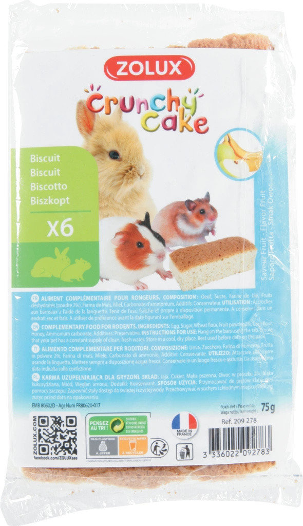 ZOLUX CRUNCHY karma uzupełniająca gryzoni jabłko banan x6 - Zolux ...