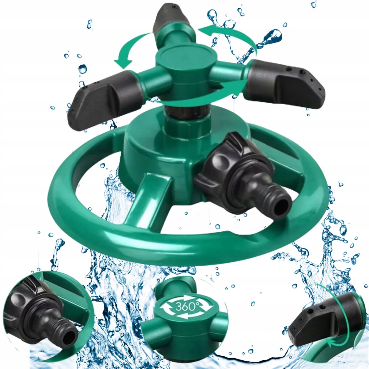 ZRASZACZ OGRODOWY OBROTOWY DO NAWADNIANIA TRAWY 360 STOPNI ZIELONY - Inna marka | Sklep EMPIK.COM