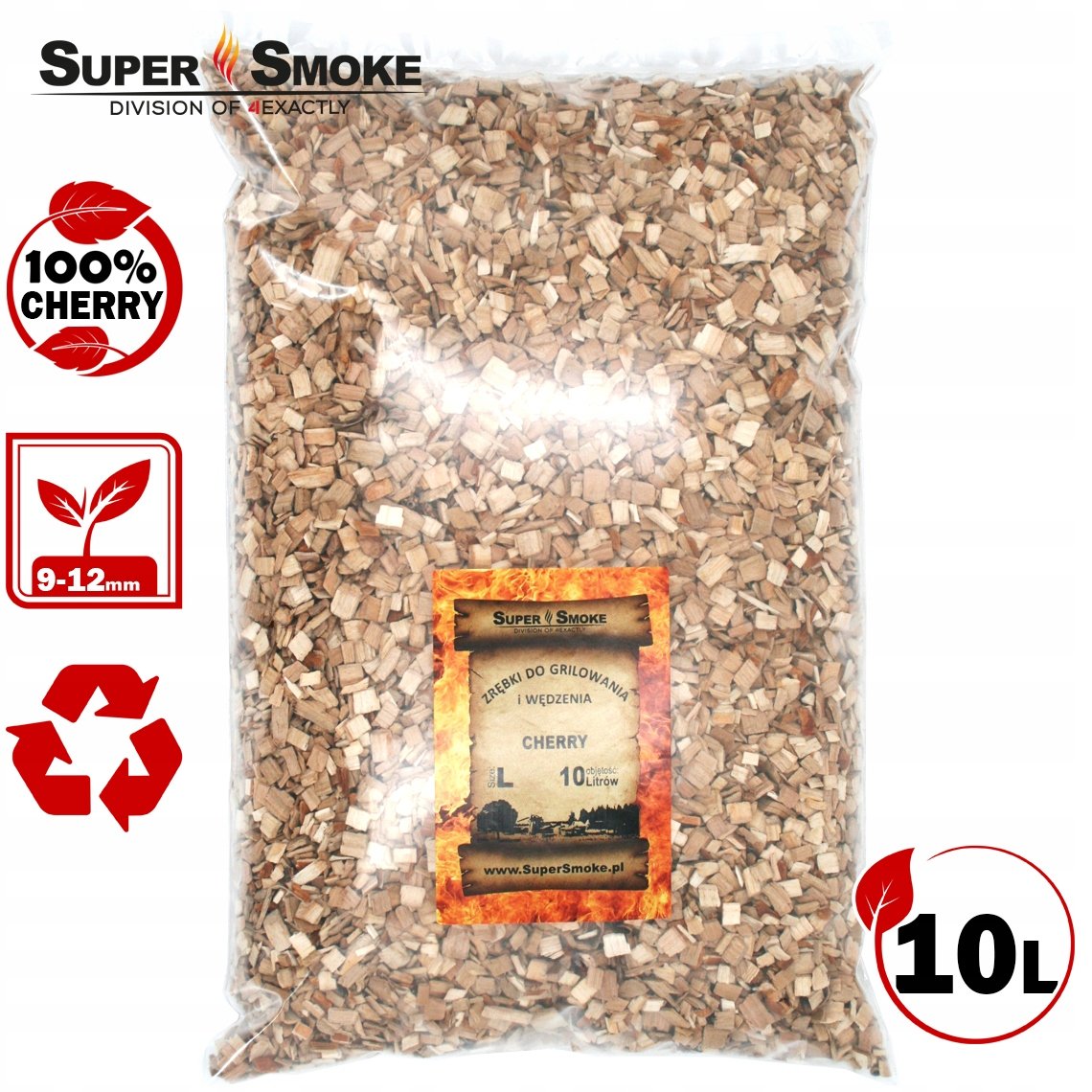 Zrębki Wędzarnicze Super Smoke CHERRY KL-10 (9-12mm) Large 10 Litrów ...