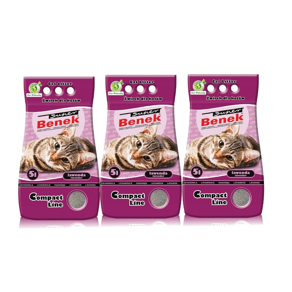 Żwirek dla kota zestaw 3x5 kg CERTECH Super Benek Compact Lawenda ...