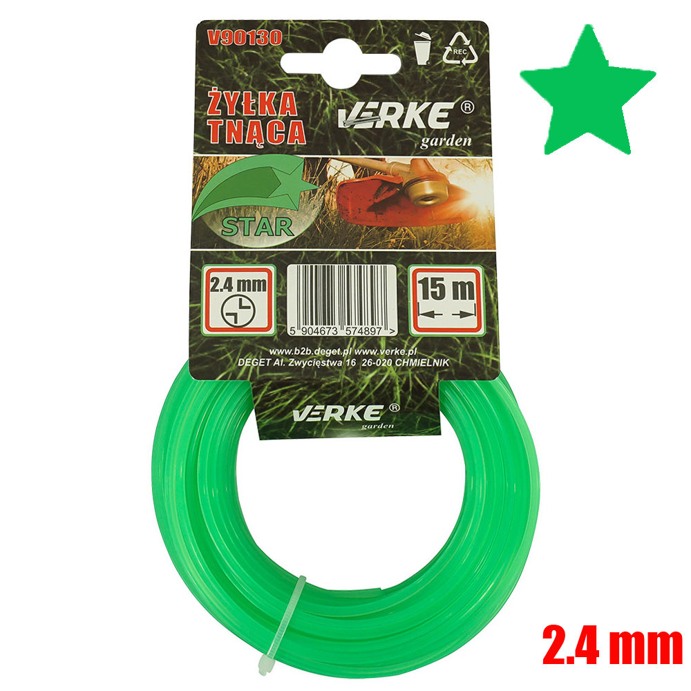 ŻYŁKA TNĄCA DO KOS I PODKASZAREK 2,4 MM 15 MB VERKE V90130 GWIAZDKA ...