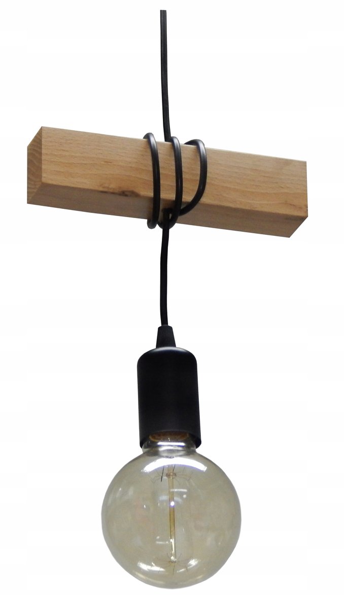 ŻYRANDOL LAMPA WISZĄCA SUFITOWA PLAFON LED E27 LOFT DREWNO POKÓJ HOL ...