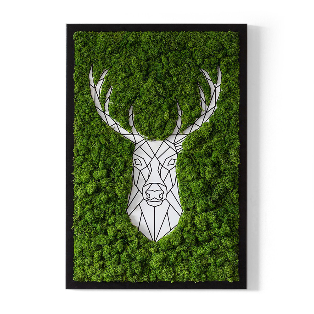 Żywy Obraz 3D w Drewnianej Ramie - Geometryczny jeleń - 40x60 cm ...