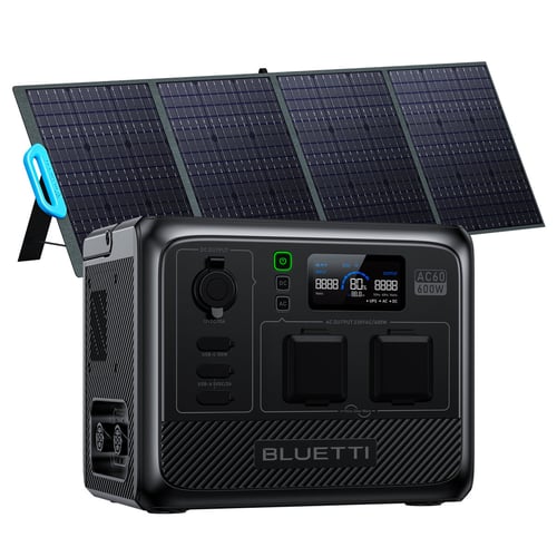 Generator słoneczny BLUETTI AC60 z panelem słonecznym PV200, przenośna elektrownia 403Wh ...