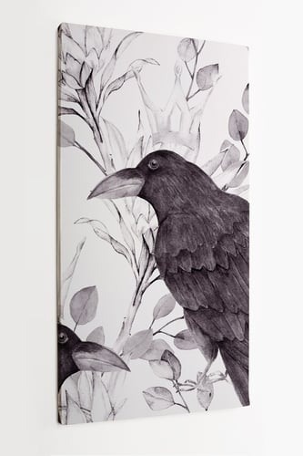 Obraz na płótnie HOMEPRINT, gotycki nadruk, kruk, wzór, poetyckie ...