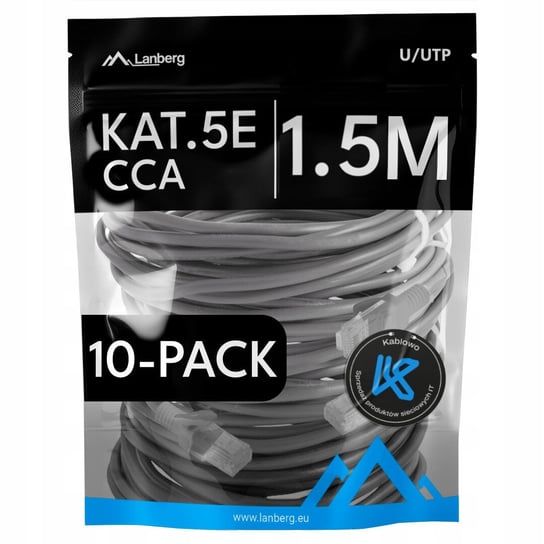 10X KABEL PRZEWÓD LAN SIECIOWY RJ45 CCA ETHERNET KAT.5E CAT U/UTP 1,5m ...