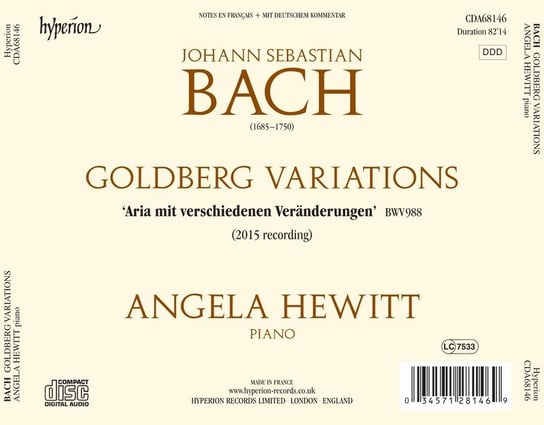 Bach: Goldberg Variations (2015 Recording) - Hewitt Angela | Muzyka ...