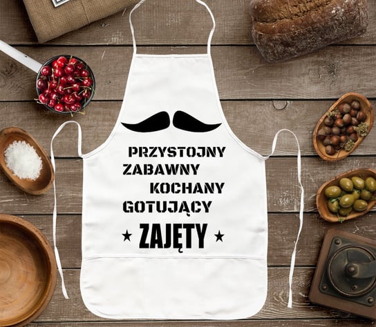 Gruby fartuch kuchenny 321PREZENT Chłopak Zajęty, biały - 321Prezent | Sklep EMPIK.COM