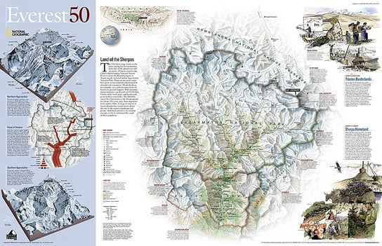 National Geographic, Mount Everest dwustronna mapa ścienna dwustronna ...