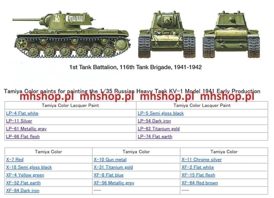 Tamiya 35372 1:35 Russian Heavy Tank Kv-1 Model 1941 Early Production ...
