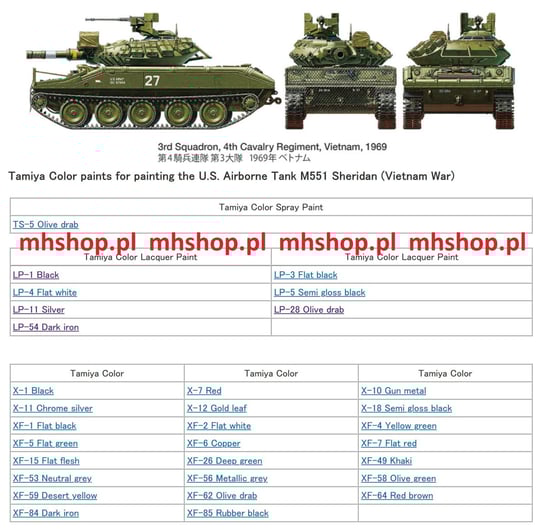 Tamiya 35365 1:35 Us Airborne Tank M551 SherIDan (Vietnam War) - Tamiya ... Tamiya 35365 1:35 Us Airborne Tank M551 SherIDan (Vietnam War) - Tamiya ...