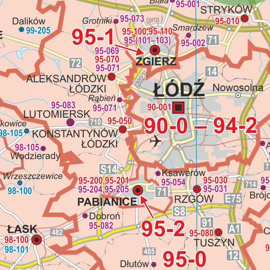 Polska mapa ścienna kody pocztowe na podkładzie do wpinania - pinboard ...