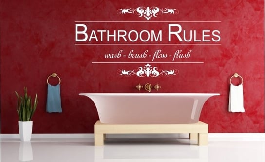 Napis na ścianę, naklejka - Bathroom rules - 124, 240x120 cm ...