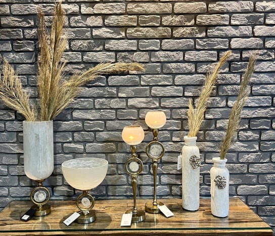 ŚWIECZNIK METAL SZKŁO DUŻY BIAŁY - Dekorpap | Sklep EMPIK.COM