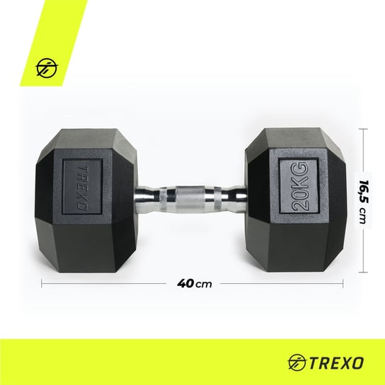 Hantel ogumowany TREXO Hex HXD200 20 kg - TREXO | Sport Sklep EMPIK.COM